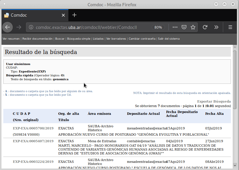 Documentación COMDOC | Facultad de Ciencias Exactas y Naturales de la ...