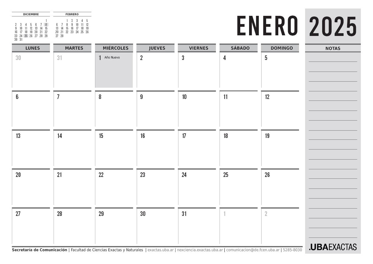 Calendario Académico | Facultad de Ciencias Exactas y Naturales de la ...